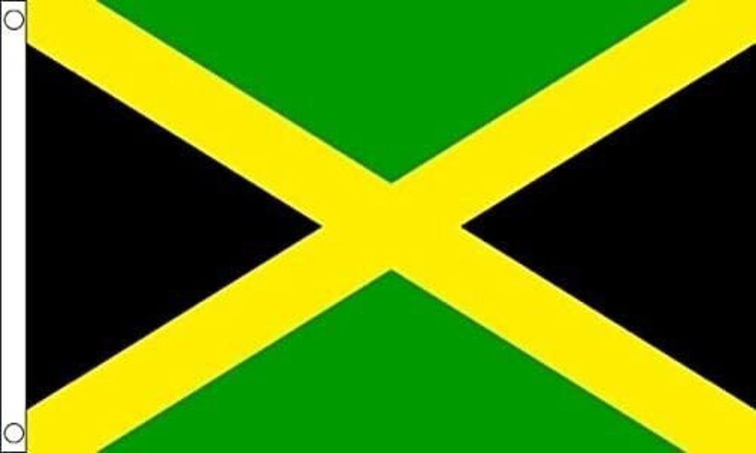 Jamaica Country Large Black Green Yellow Patriotic Flag With Eyelets ...