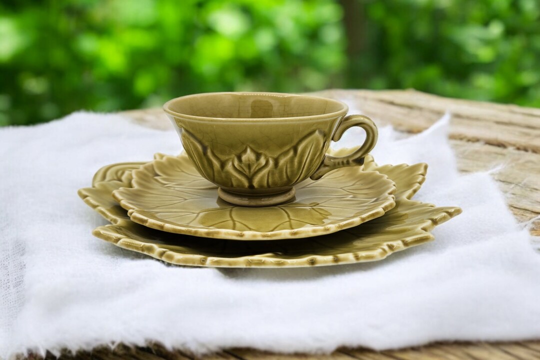 Vintage Teacup and Saucer Set Steubenville Woodfield Green 3 Pieces - Etsy