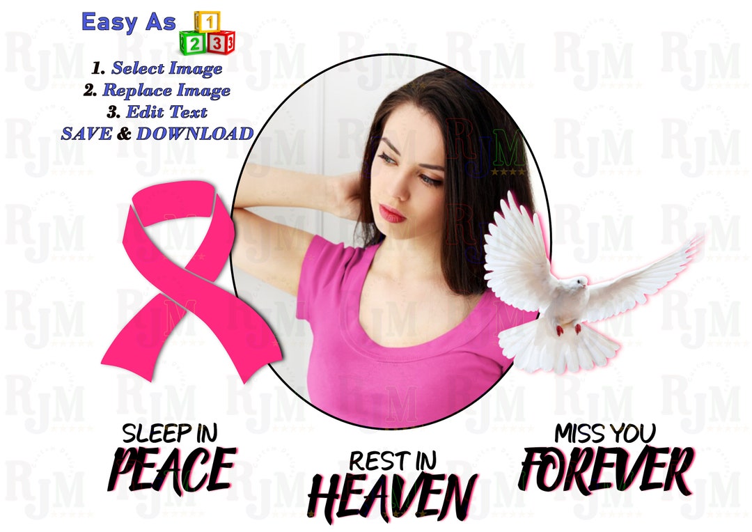 Breast Cancer Template Rest in Paradise Pink Ribbon Memorial Template ...