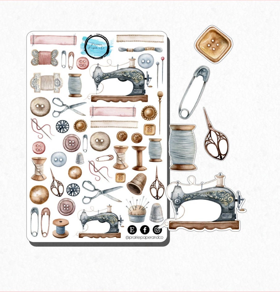 Vintage Sewing Stickers for , Seamstress Planner Stickers, Prairie ...