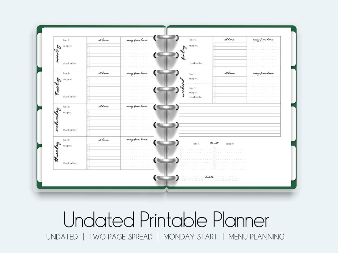 Printable Blank Planner, Undated Planner, Homemakers Agenda, to Do List ...