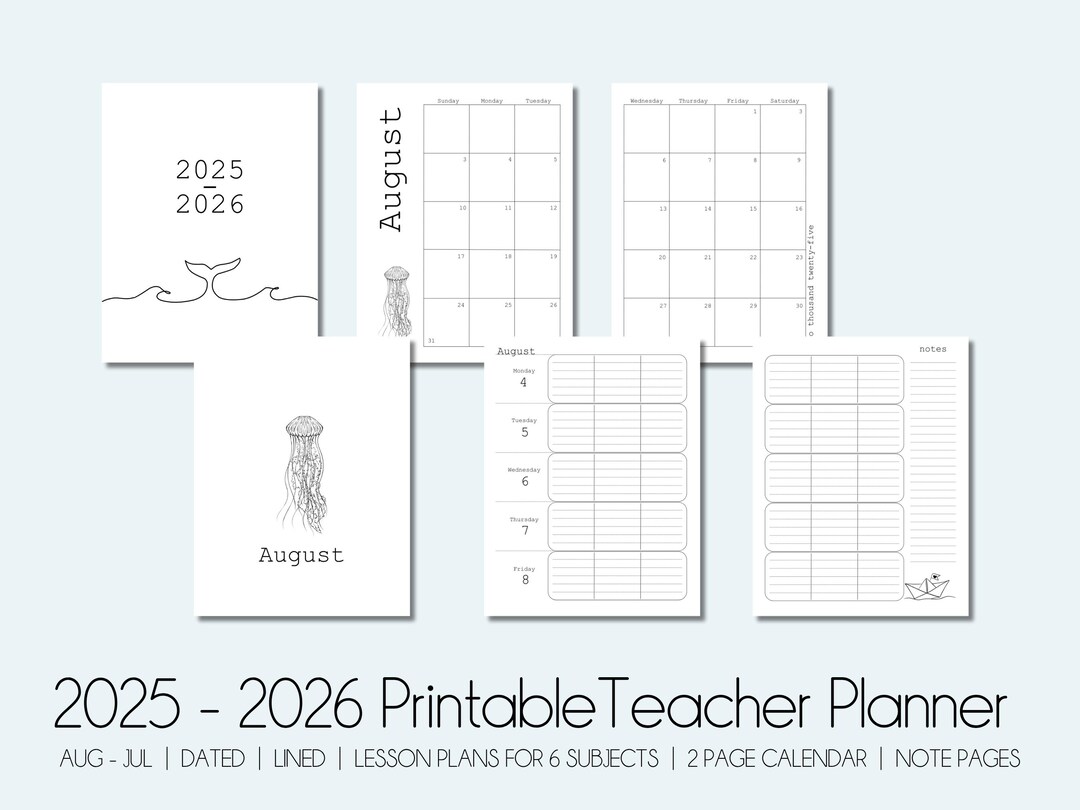 2025 - 2026 Printable Teacher Planner, Coastal Themed Teacher Planner ...