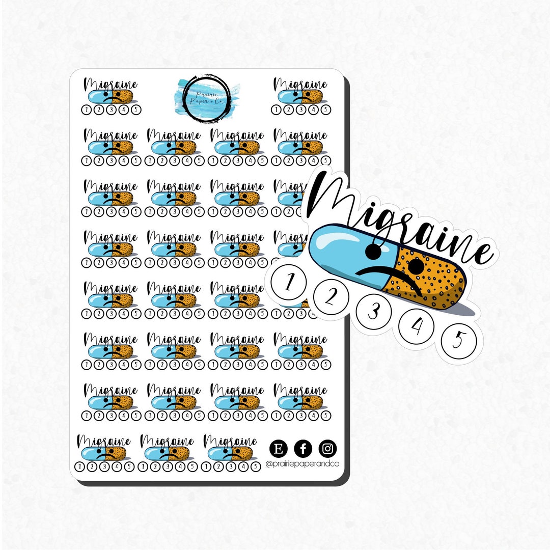 Migraine Tracker Planner Sticker, Pain Scale Tracker, Headache Tracker ...