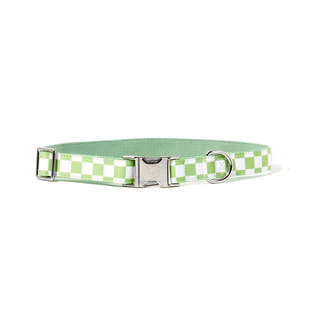 Green Checkered Dog Collar *quick Release Buckle! - Etsy