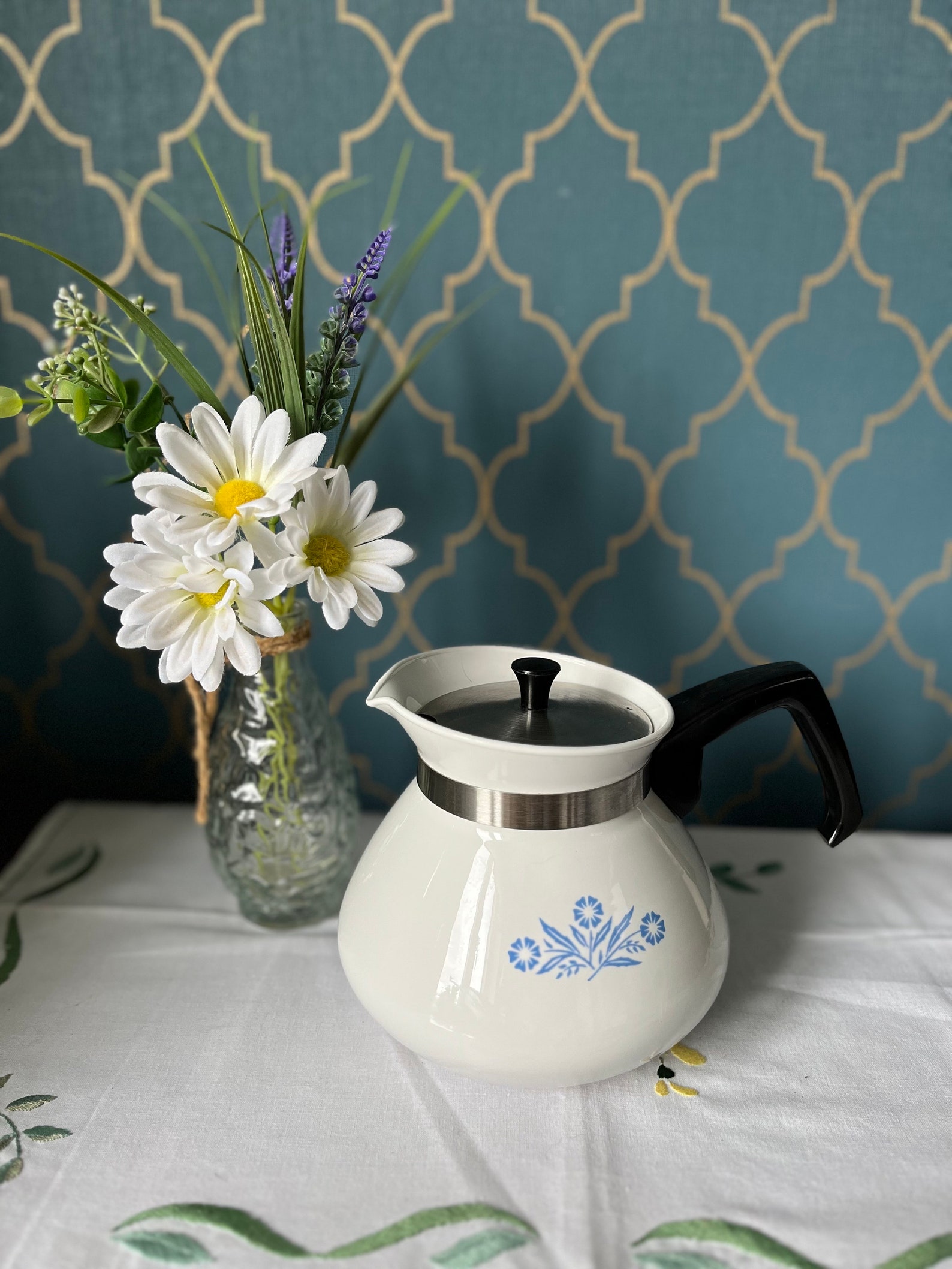 Vintage Corning Ware Coffee Pot/teapot Cornflower Pattern - Etsy UK