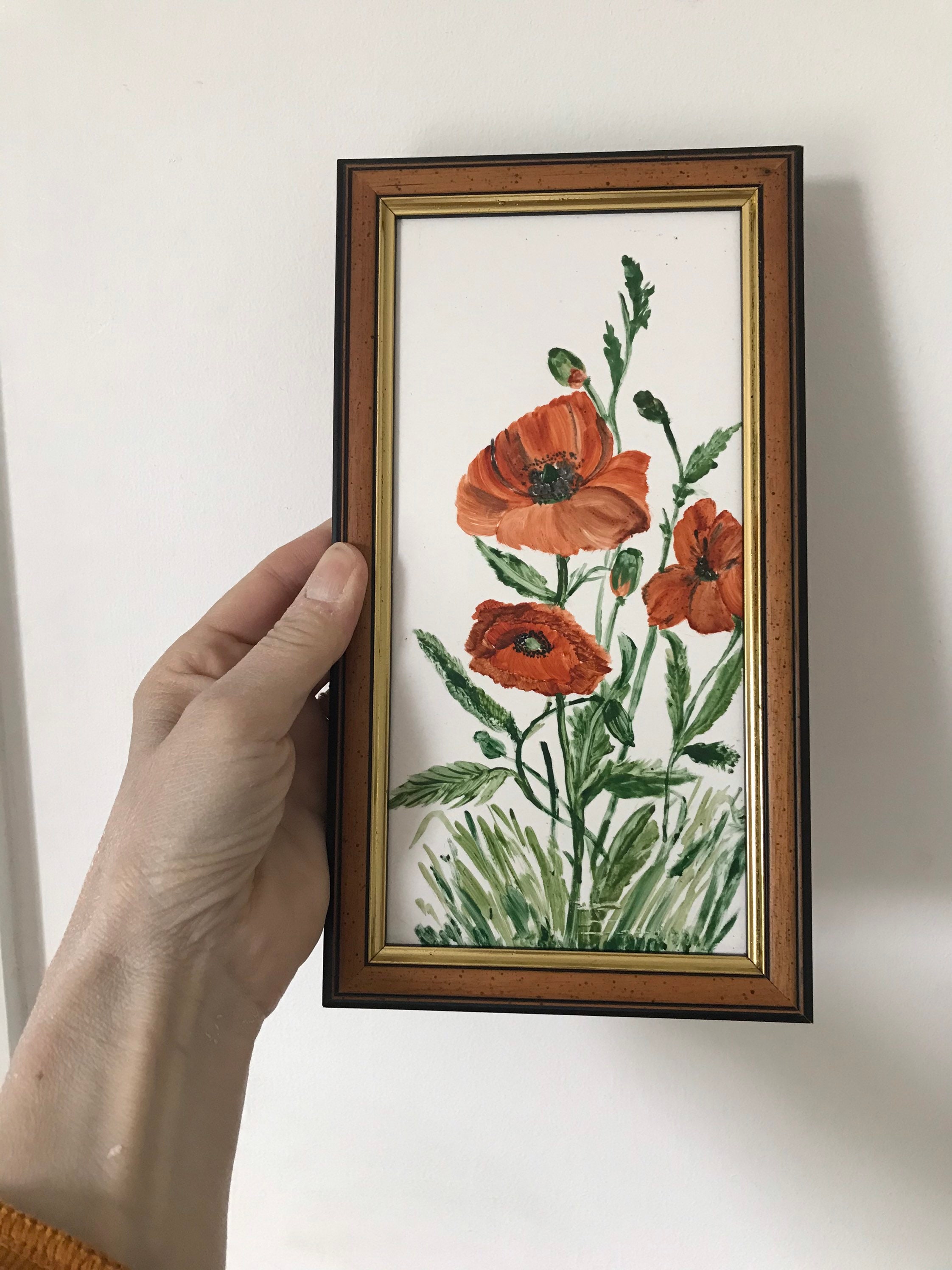 Vintage Hand Painted Framed Tile - Etsy