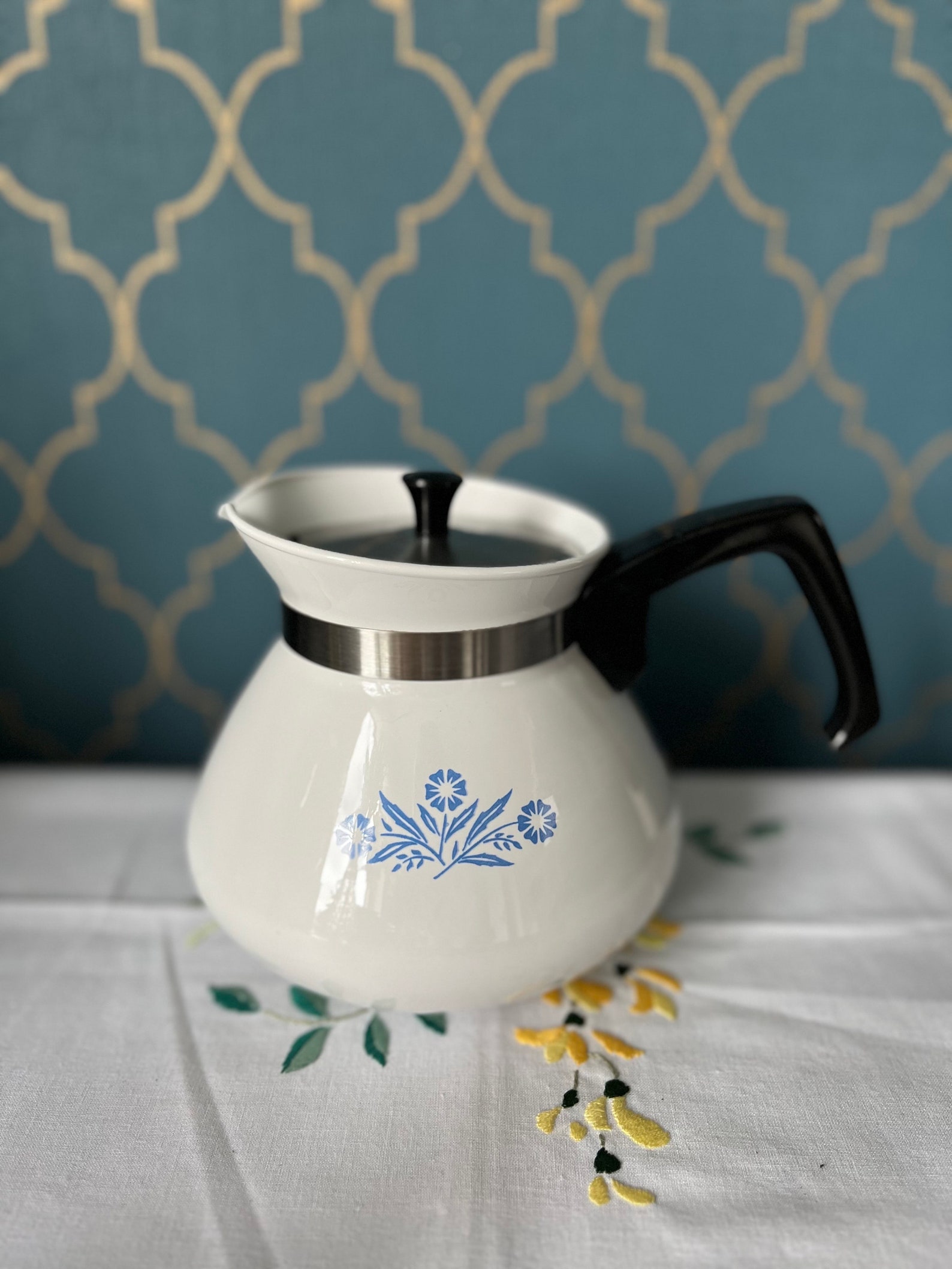 Vintage Corning Ware Coffee Pot/teapot Cornflower Pattern - Etsy UK