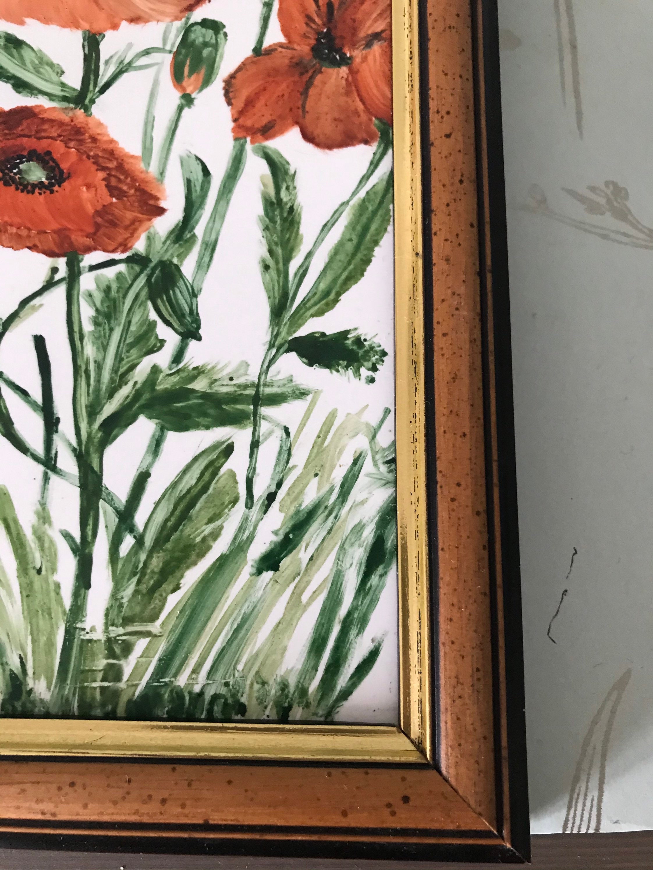 Vintage Hand Painted Framed Tile - Etsy