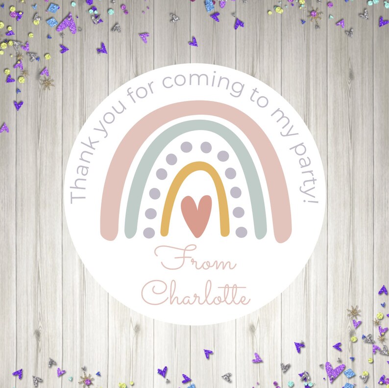 Boho Rainbow Birthday Stickers Rainbow Labels Thank You - Etsy