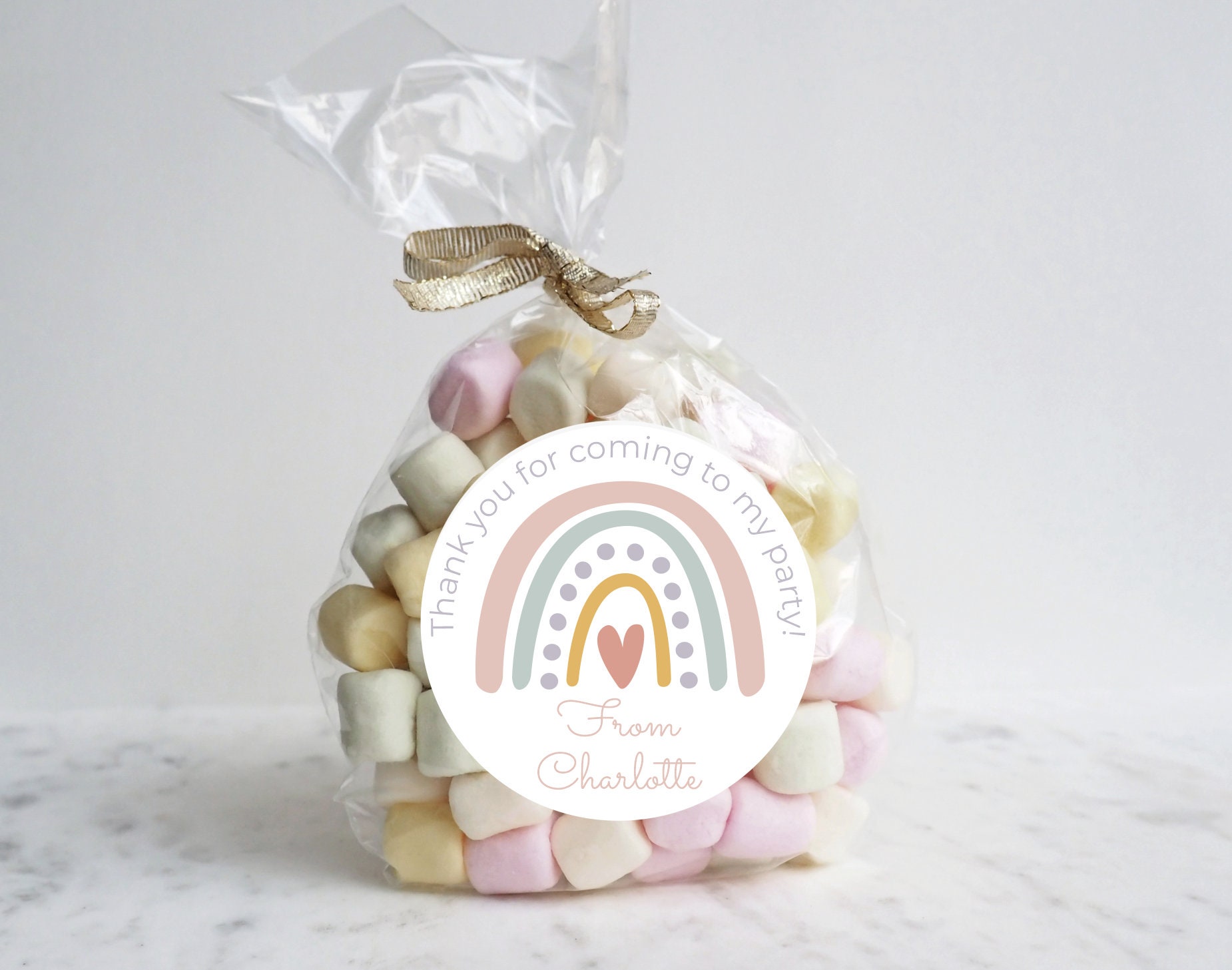 Boho Rainbow Birthday Stickers Rainbow Labels Thank You - Etsy