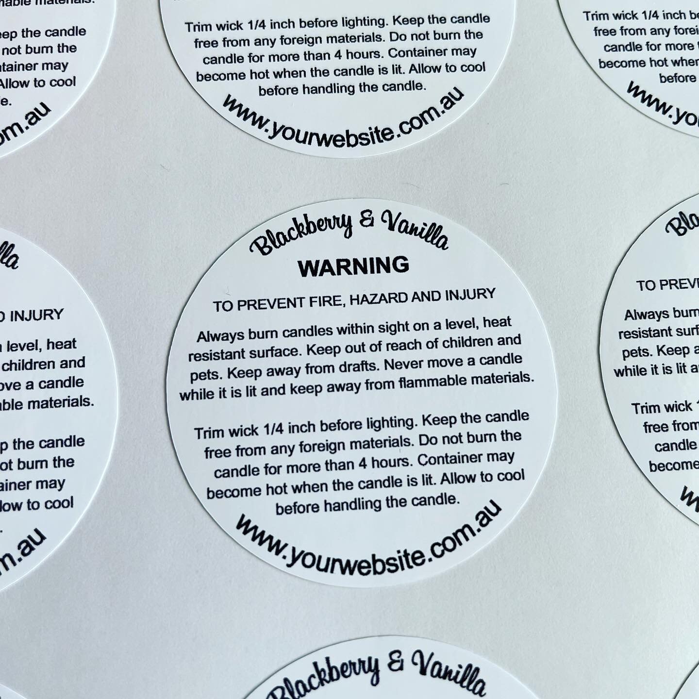 Candle Warning Stickers Disclaimer Labels Candle Safety - Etsy Australia