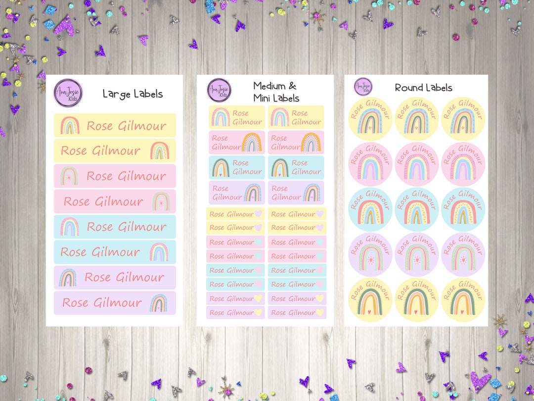 Pastel Rainbow Name Labels, Rainbow Name Labels, School Stickers Labels ...