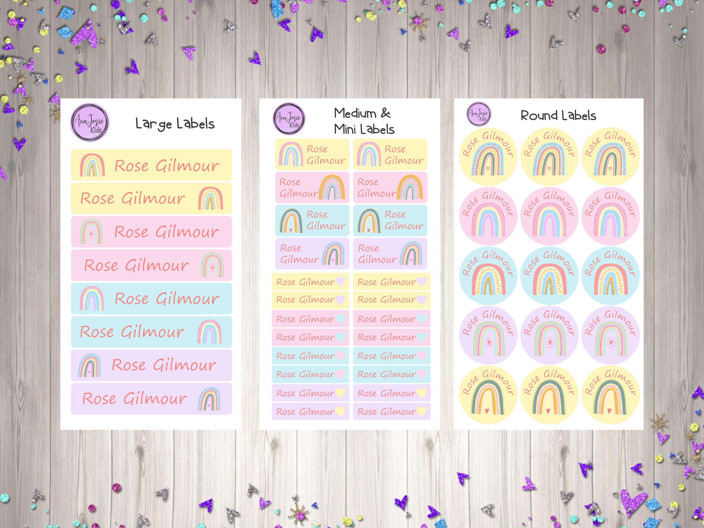 Pastel Rainbow Name Labels, Rainbow Name Labels, School Stickers Labels ...