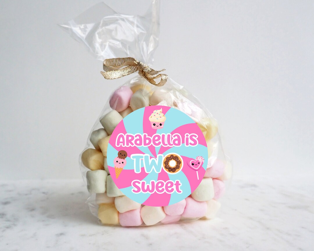 Girls Two Sweet Birthday Stickers, Sweets Stickers, Thank You Stickers ...