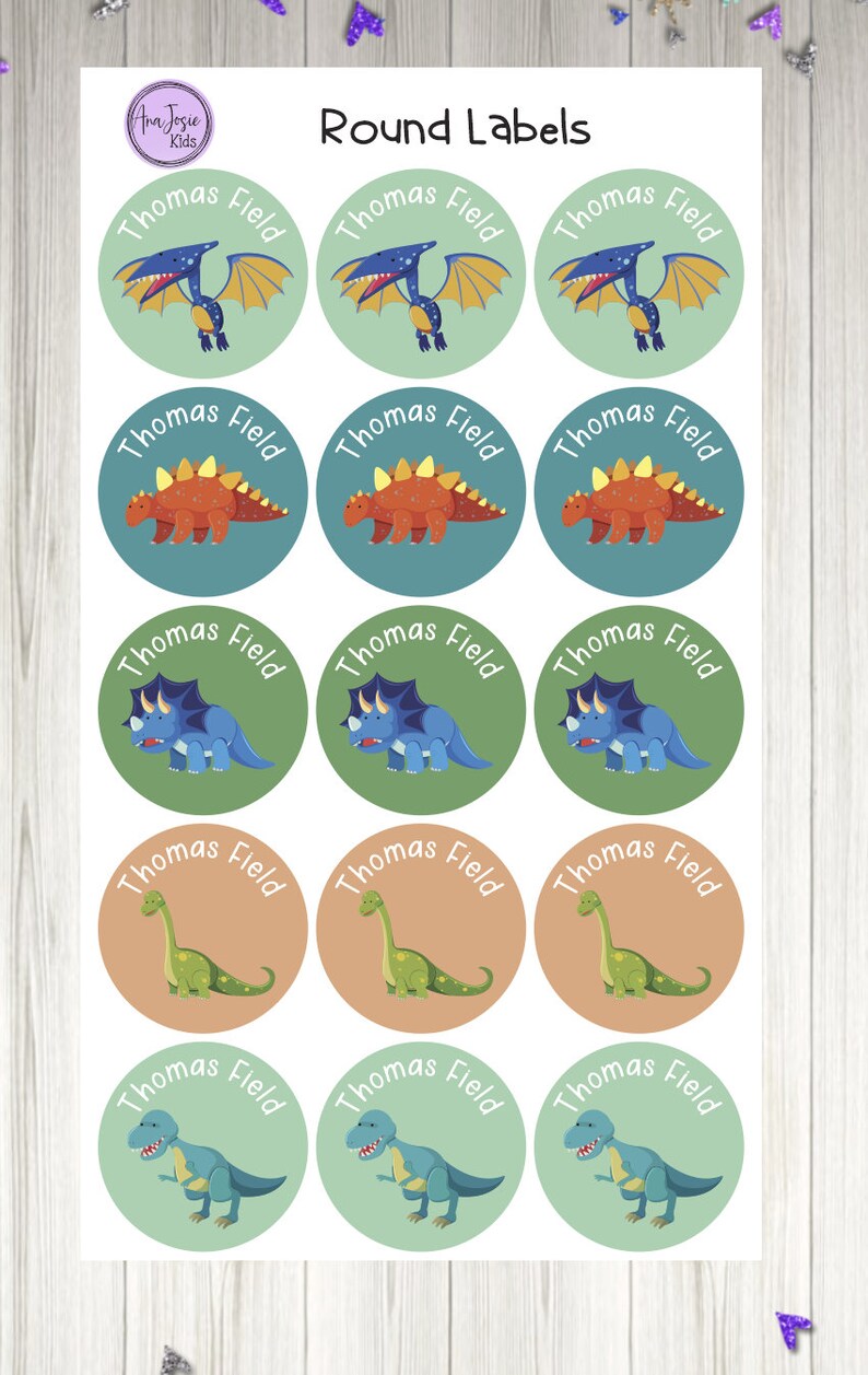 Kids Name Labels Dinosaur Name Labels School Name Labels - Etsy