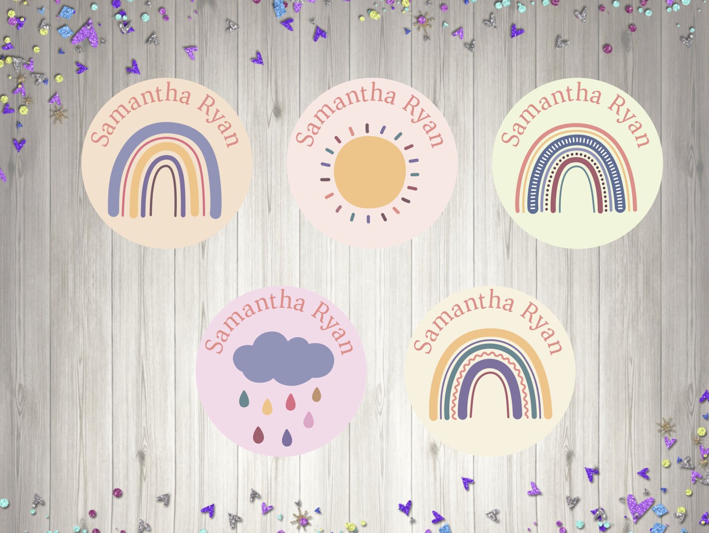 Kids Name Labels Boho Rainbow Name Labels School Name | Etsy