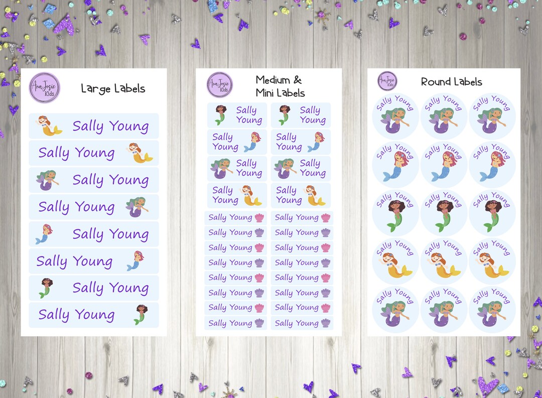 Kids Name Labels, Mermaids Name Labels, School Name Labels, Day Care ...