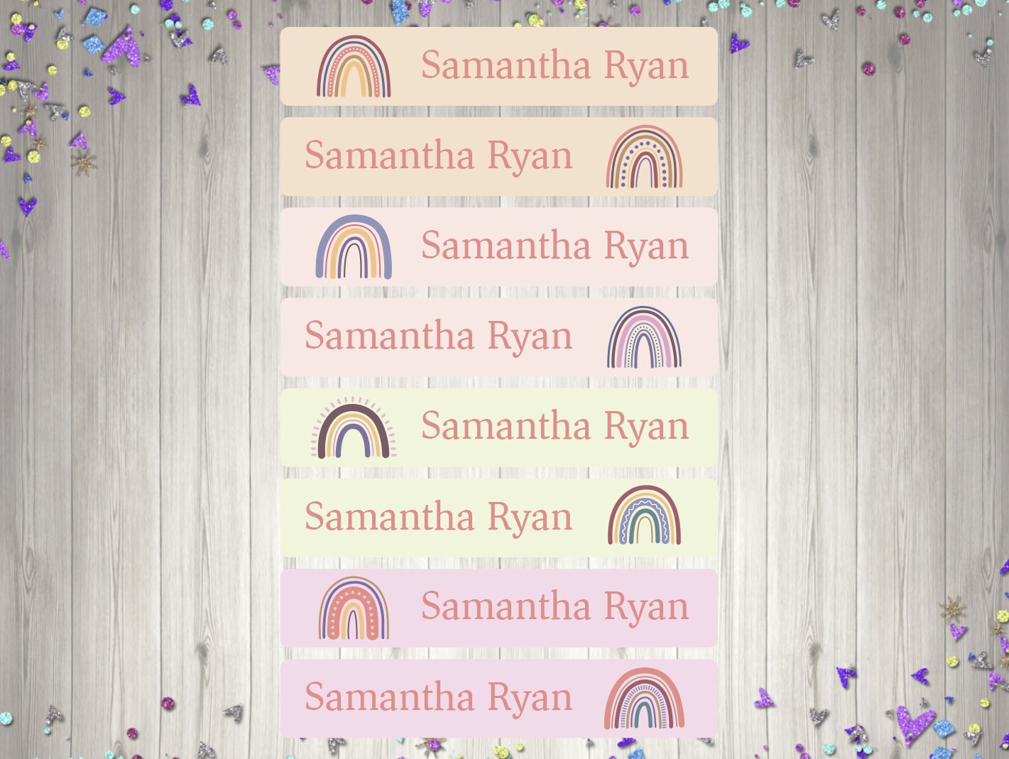 Kids Name Labels Boho Rainbow Name Labels School Name | Etsy
