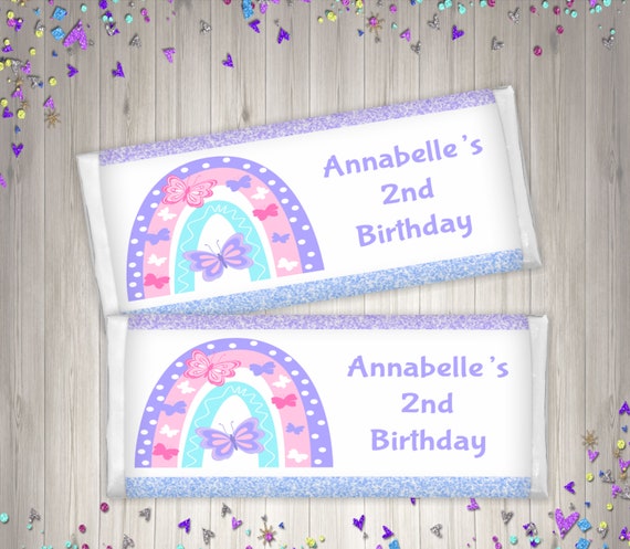 Personalised Glitter Rainbow Chocolate Bar Wrapper Sticker - Etsy