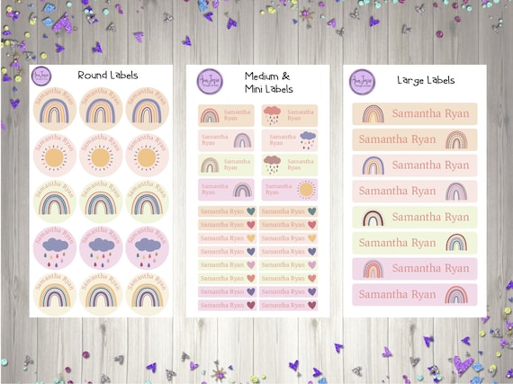 Kids Name Labels Boho Rainbow Name Labels School Name | Etsy