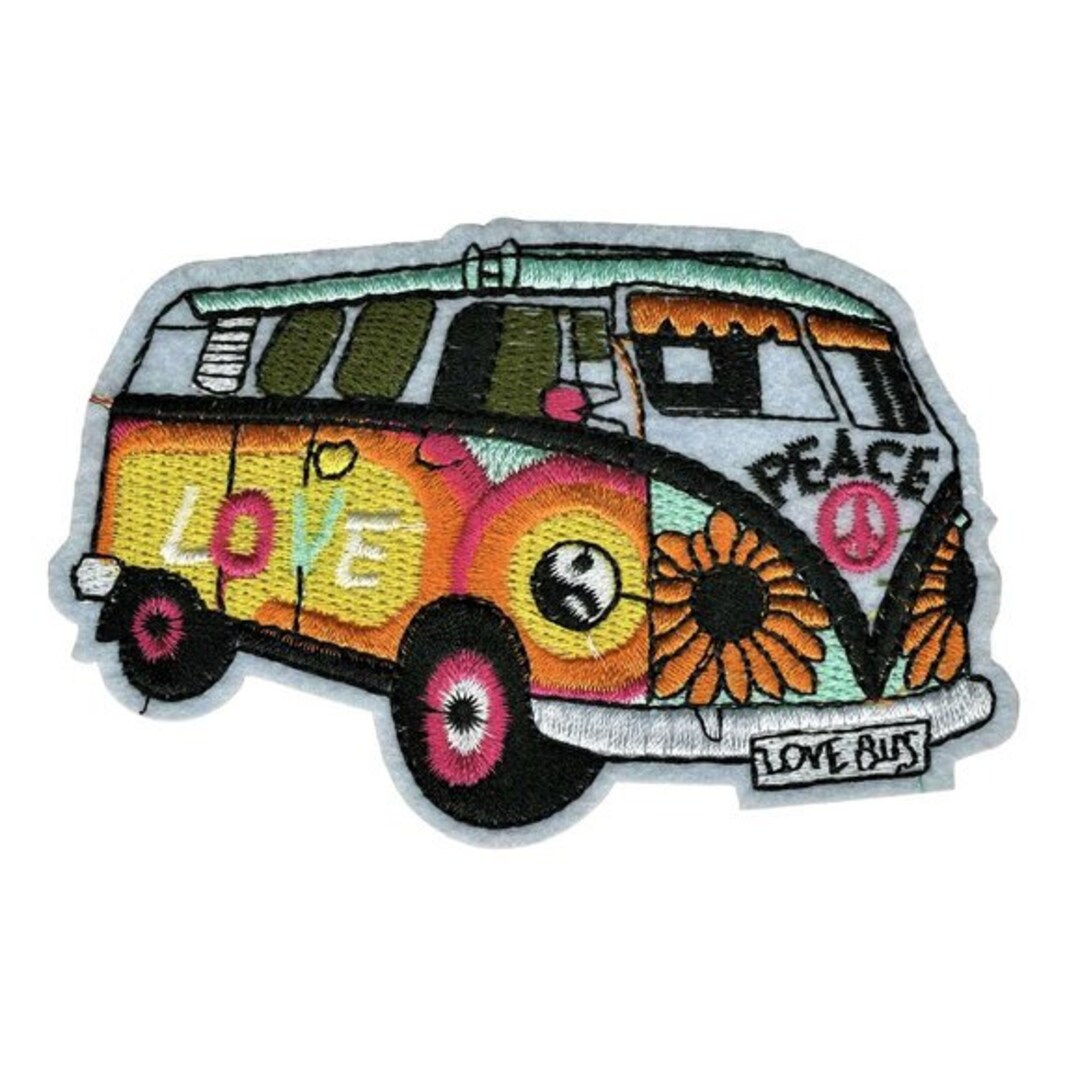 Peace Love Bus Hippie Iron-on Patch Embroidery Patch 5 Inch - Etsy