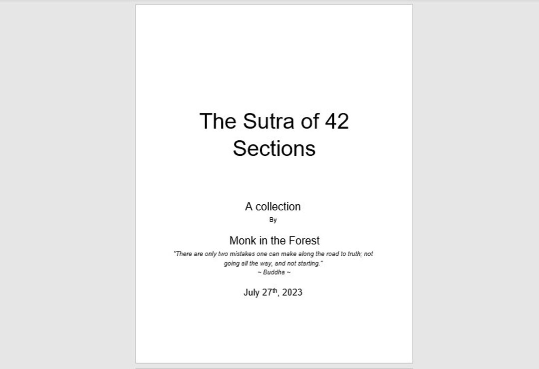 The Sutra of 42 Sections Buddhism Booklet PDF Print File for Download ...