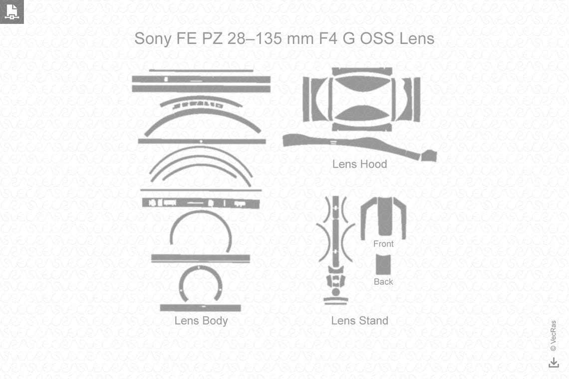 Sony FE PZ 28-135mm F4 G OSS Lens Skin Template Vector 2014 - Etsy