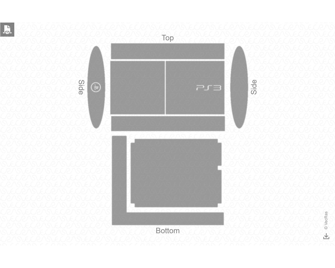 Sony PS3 Super Slim Gaming Console (2012) Skin Decal Cutfile Template ...