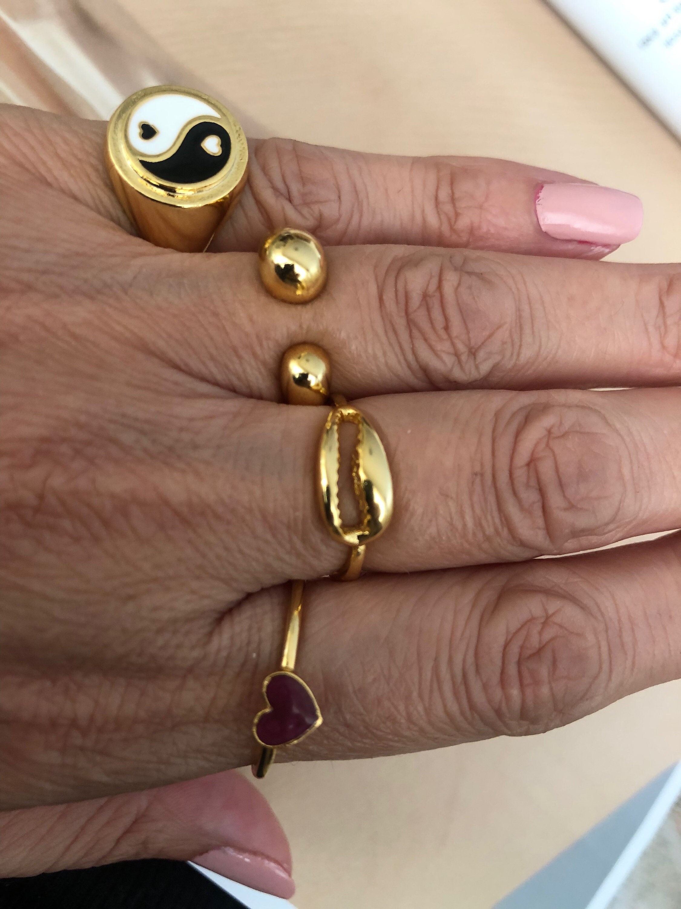 Gold Open Top Ball Ring, Statement Adjustable Ring, Trendy Everyday ...