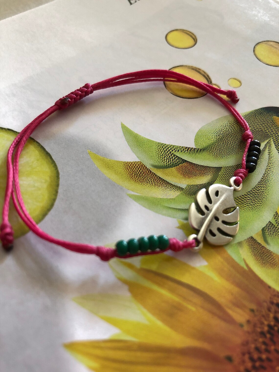 Monstera Leaf Bracelet, Silver Tropical Leaf Jewel, Leaf Branch Beaded ...