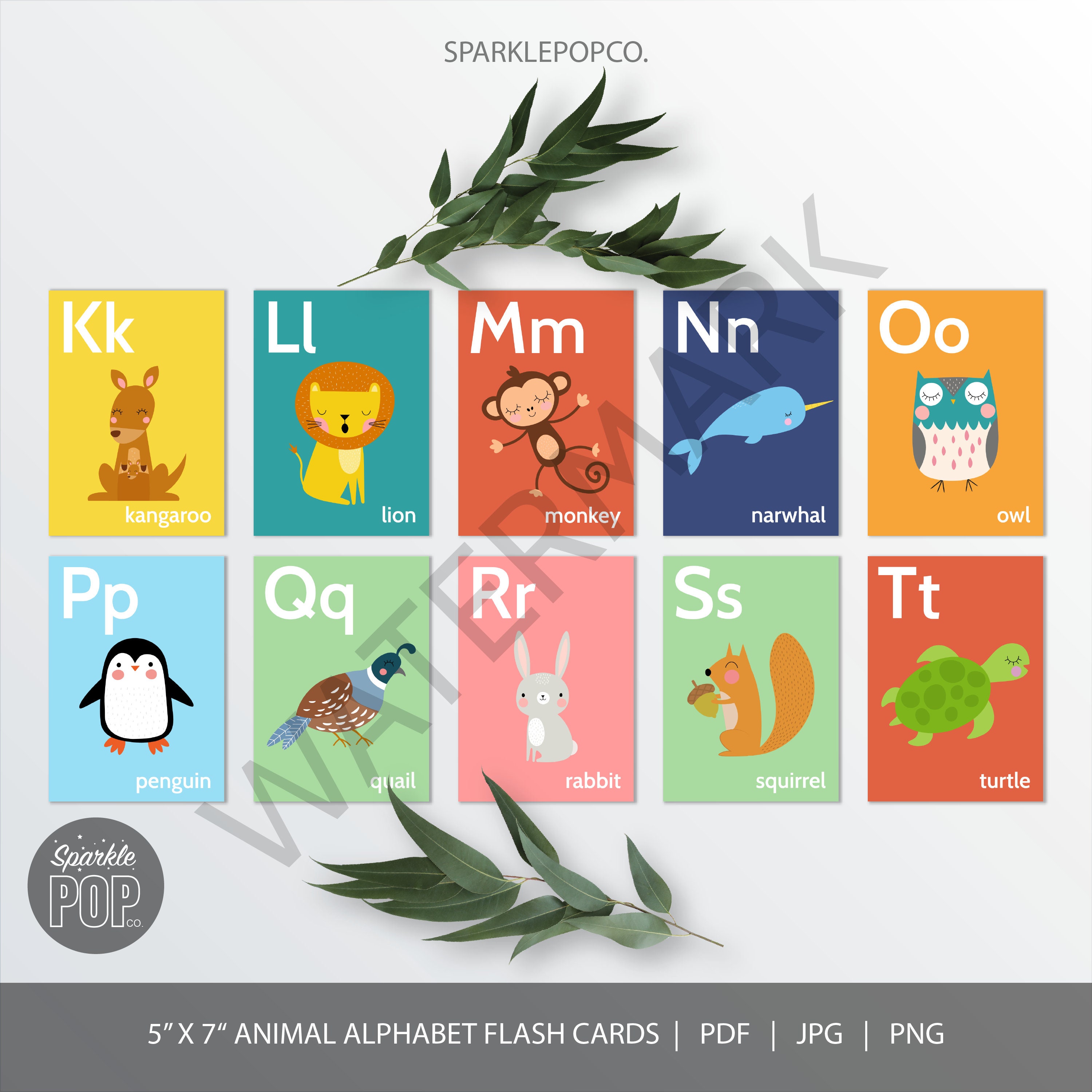 Animal Alphabet Flash Cards ABC Nursery Wall Decor Classroom - Etsy