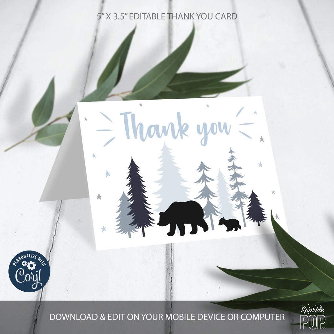 Adventure Bear Folding Thank You Card, Mama and Baby Bear, Let the ...