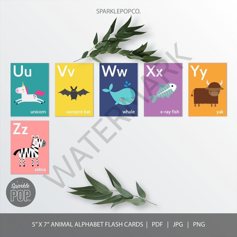 Animal Alphabet Flash Cards ABC Nursery Wall Decor Classroom - Etsy