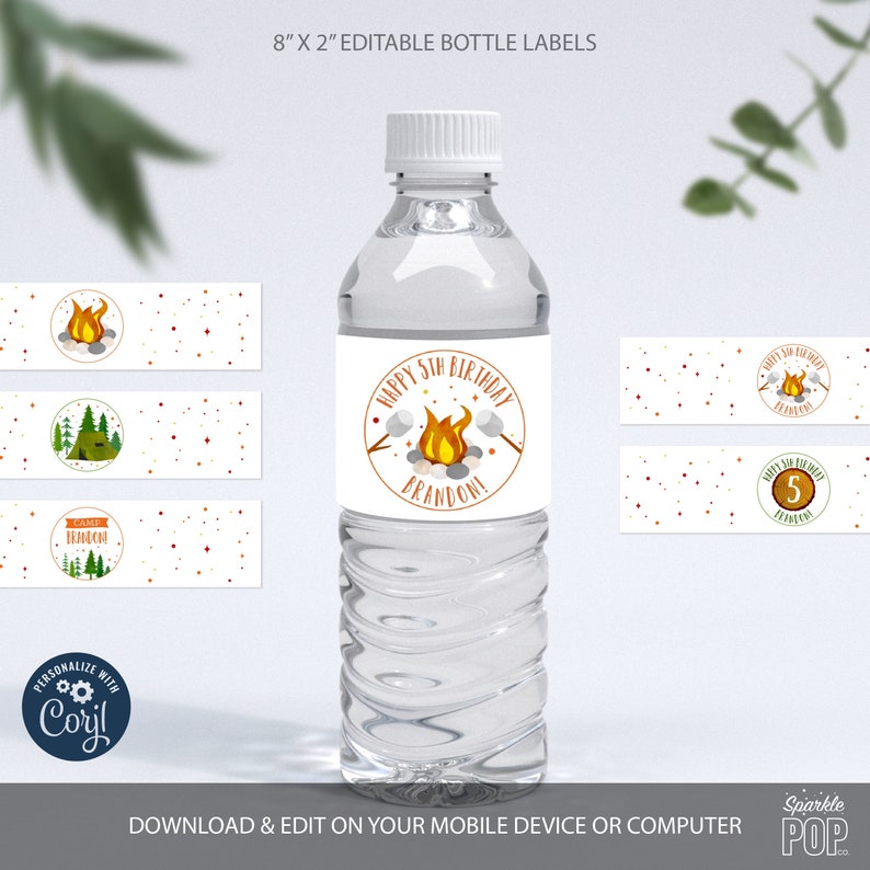 EDITABLE Camping Birthday Water Labels Camping Birthday - Etsy