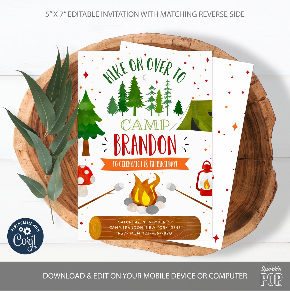 Camping Birthday Invitation Campfire Tent Camp Out Birthday - Etsy