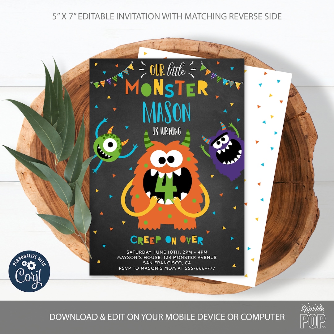 Little Monster Birthday Invitation, Monsters Party Invitation, Monster ...