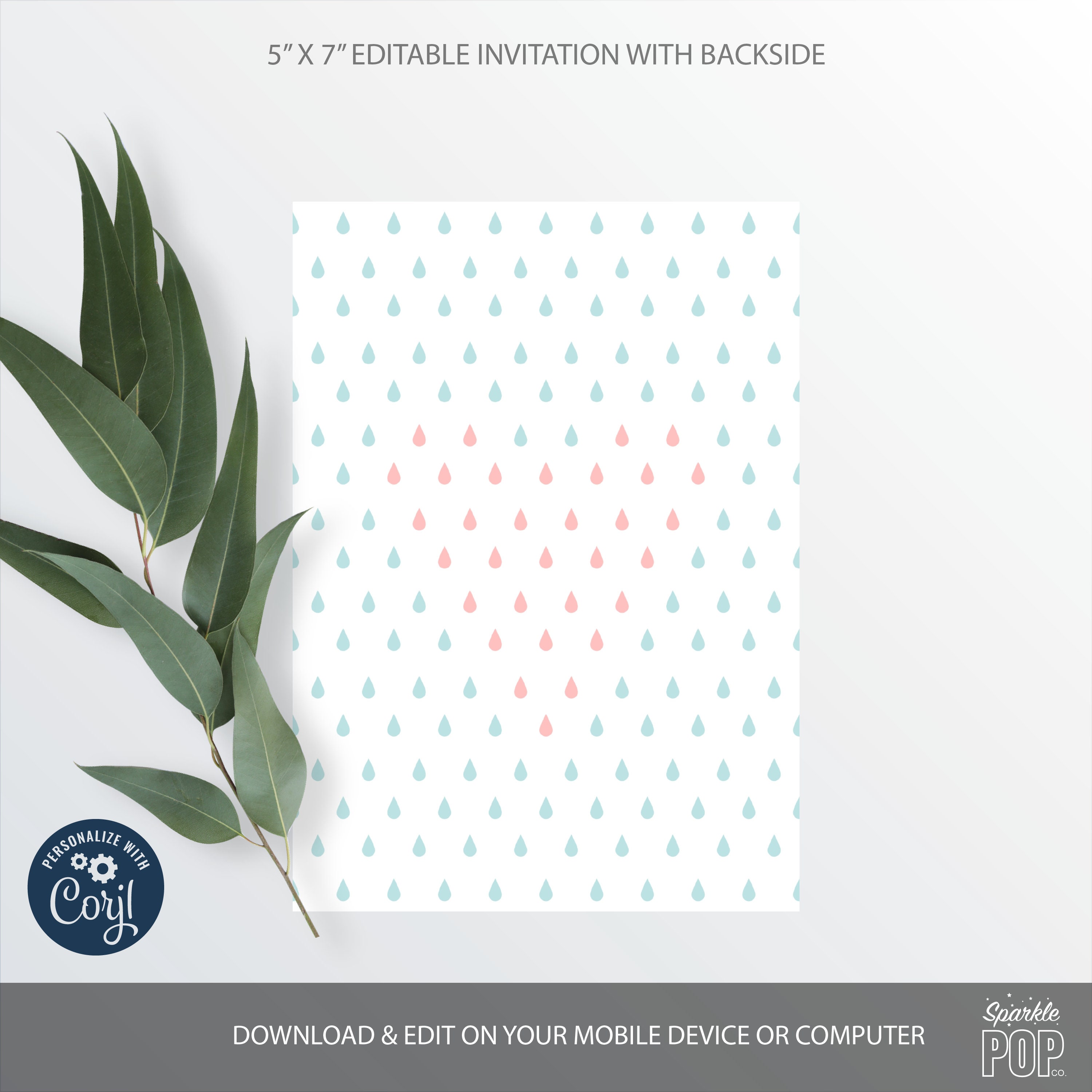 Cloud Baby Shower Invitation, Baby Sprinkle Rain Drops, Printable ...