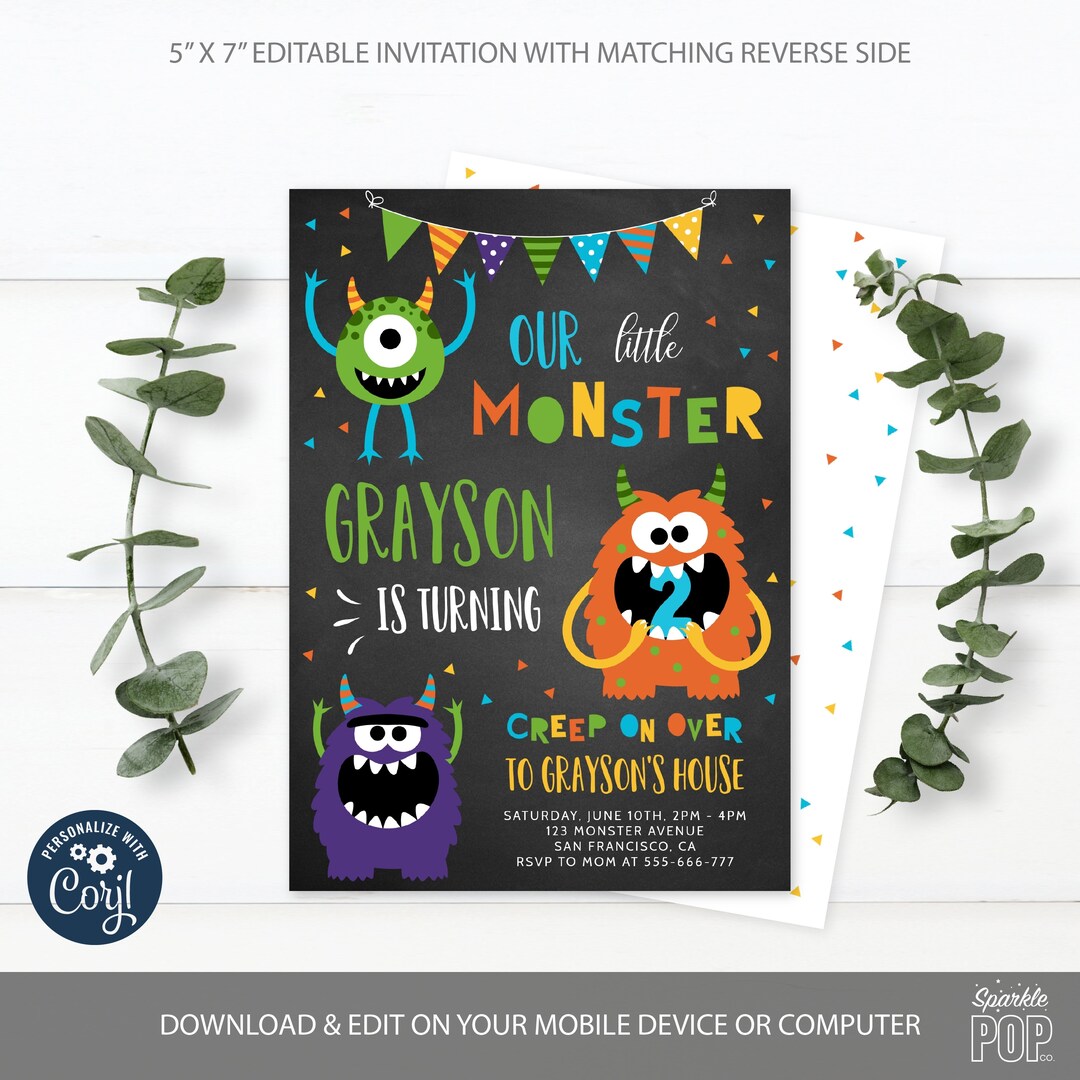 Little Monster Birthday Invitation, Monsters Party Invitation, Monster ...