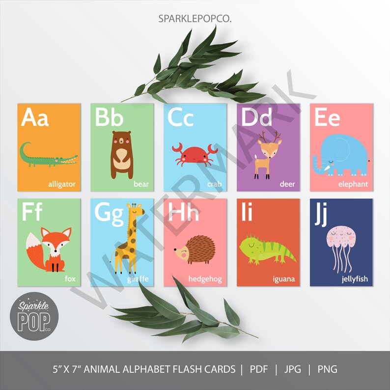 Animal Alphabet Flash Cards ABC Nursery Wall Decor Classroom - Etsy