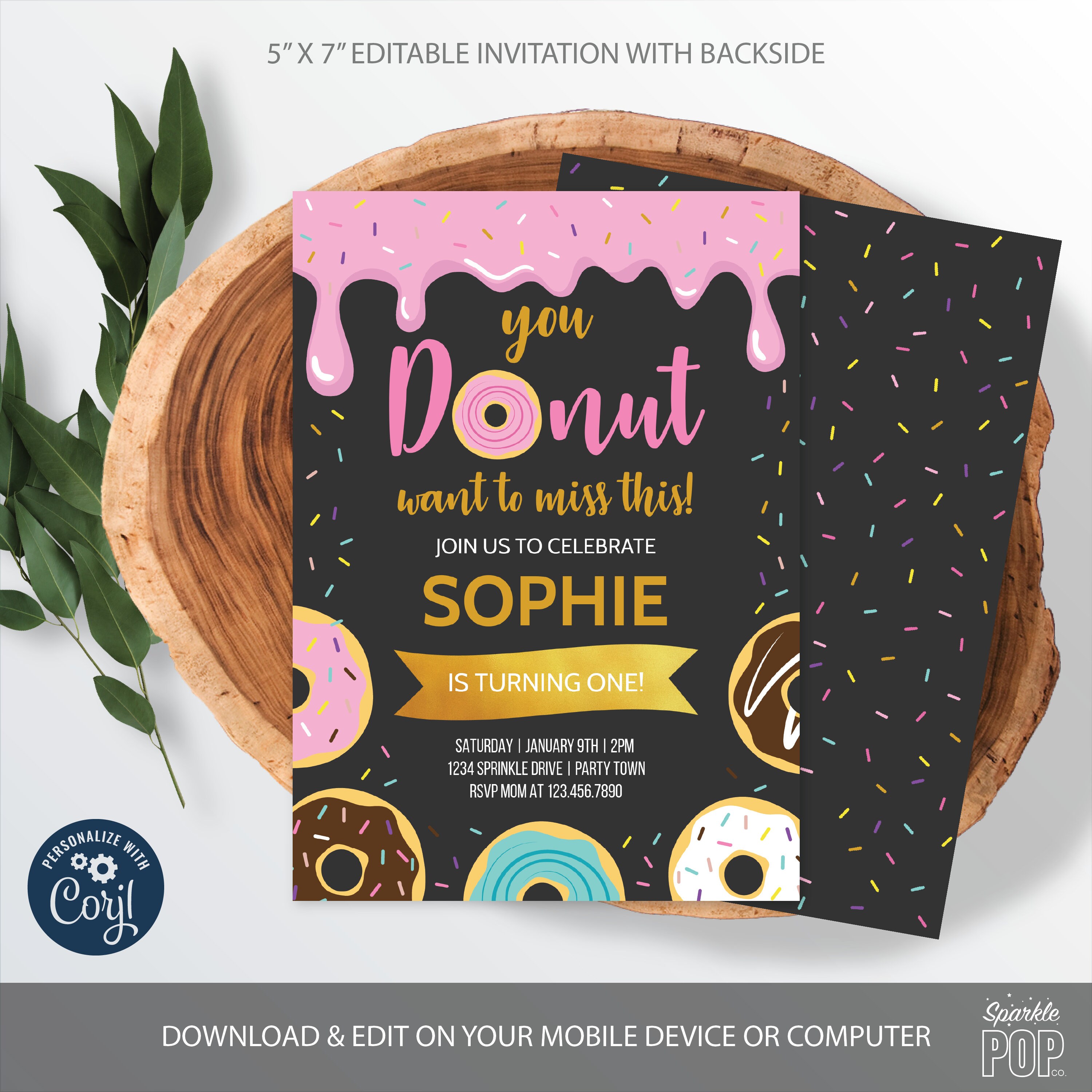 Editable Donut Birthday Invitation, You Donut Want to Miss This Party ...