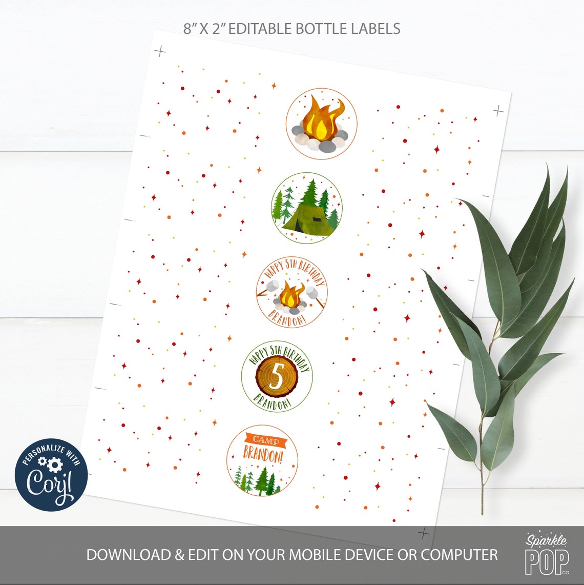 EDITABLE Camping Birthday Water Labels Camping Birthday - Etsy