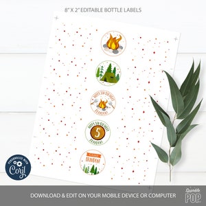 EDITABLE Camping Birthday Water Labels Camping Birthday Decorations ...
