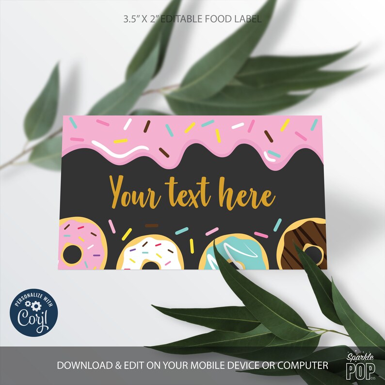 Editable Donut Food Labels Place Card Party Tent Card - Etsy