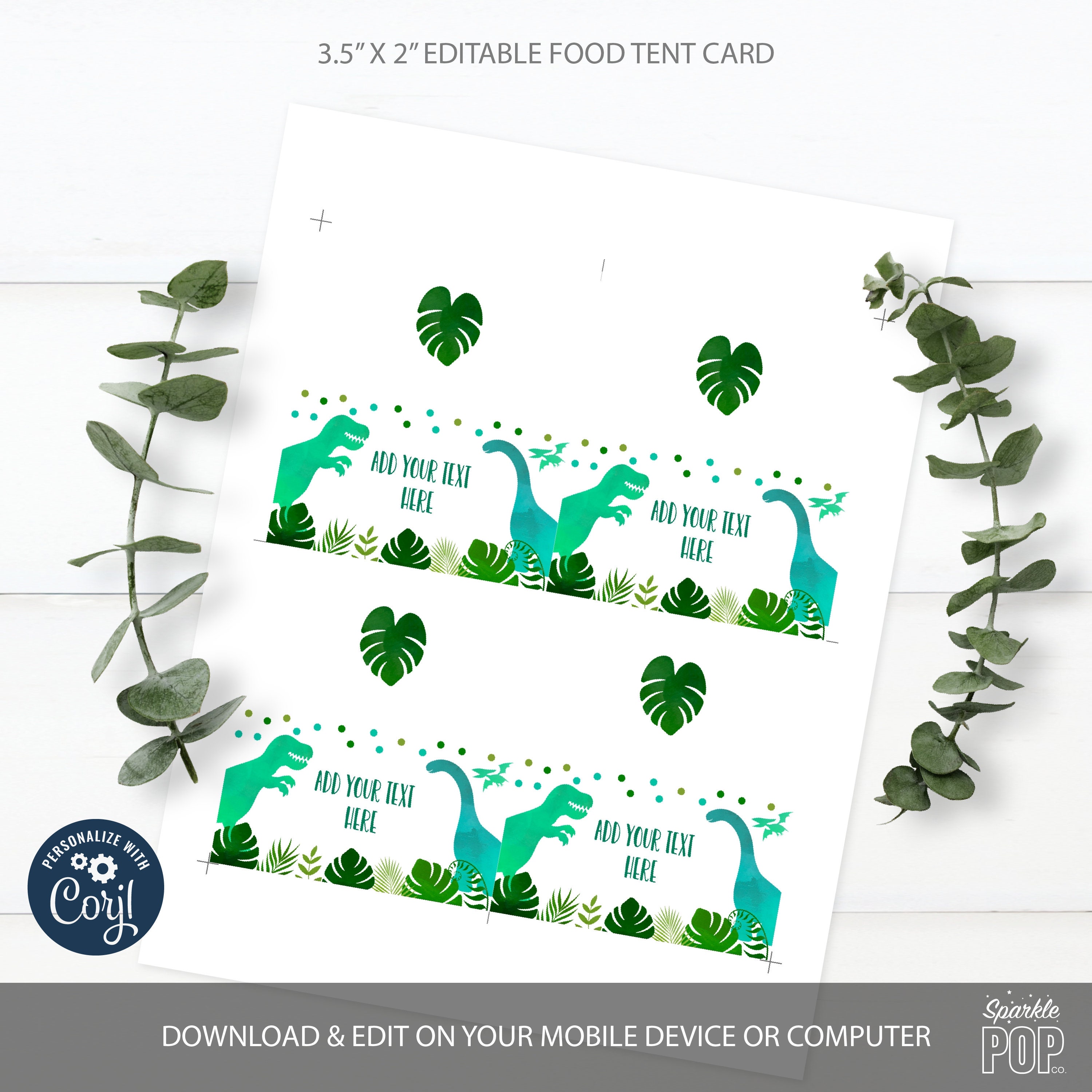 Dinosaur Food Cards Dinosaur Party Place Cards Prehistoric - Etsy