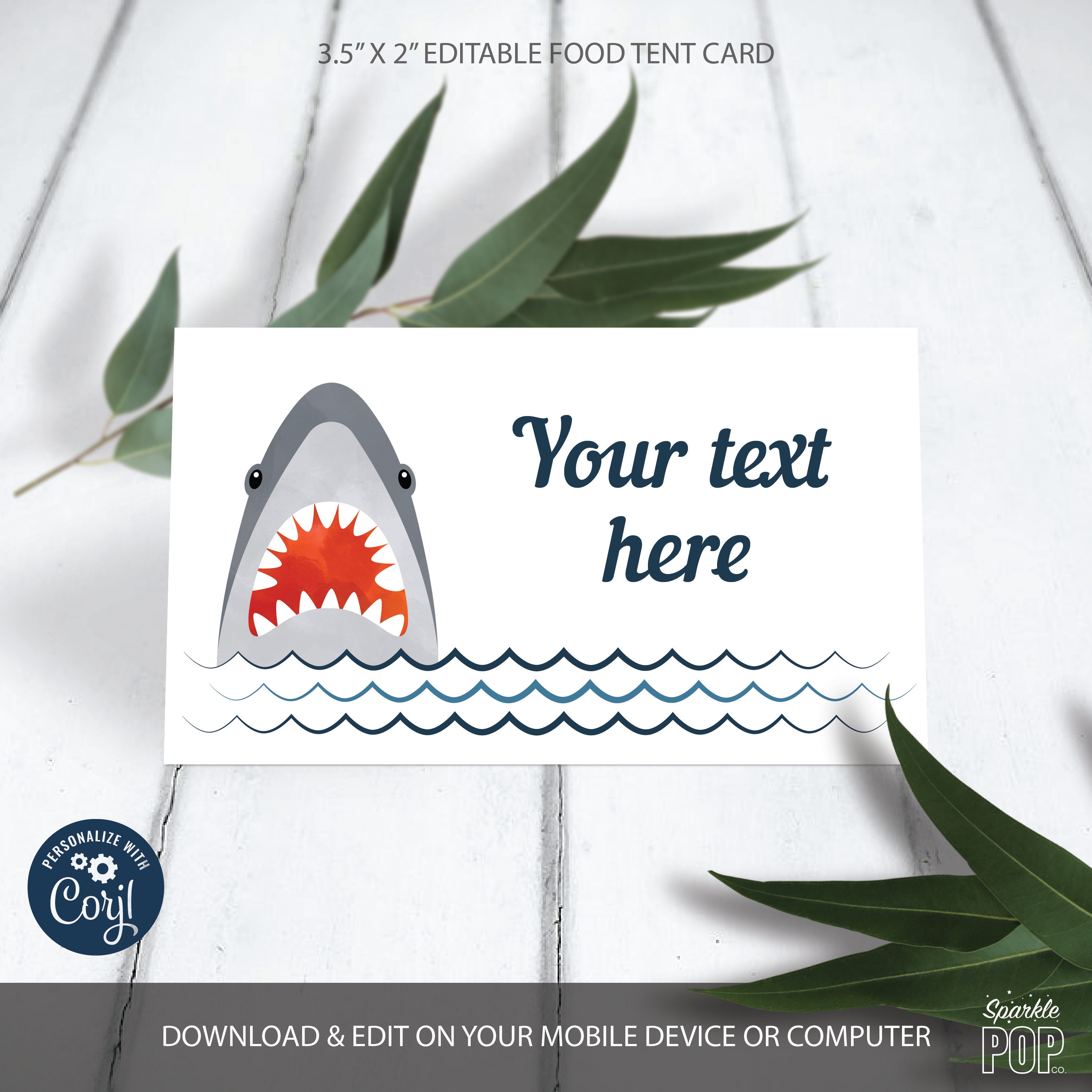 Editable Shark Food Label Shark Birthday Food Cards Tent Card Buffet ...