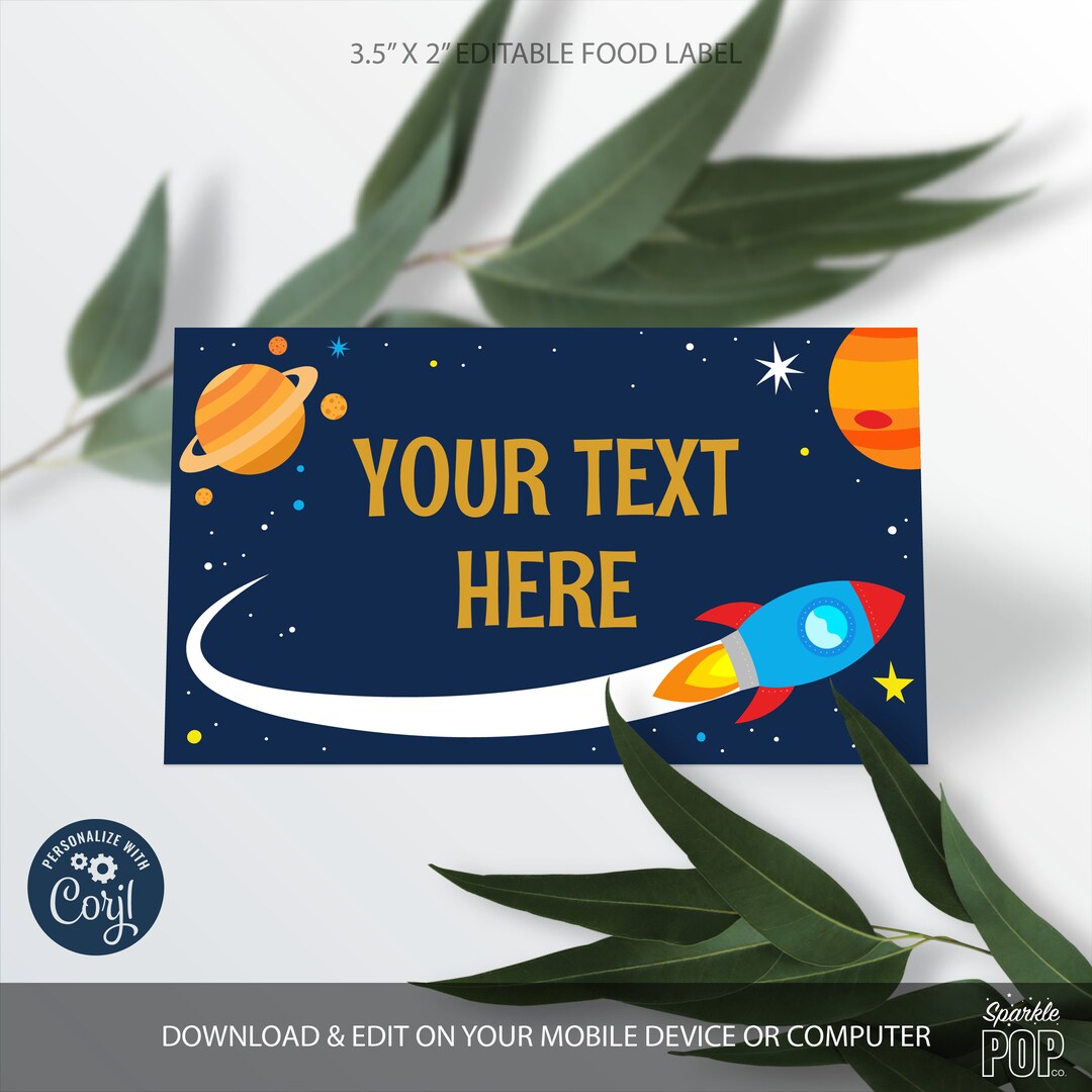 Editable Rocket Food Labels, Outer Space Place Card, Party Tent Card ...