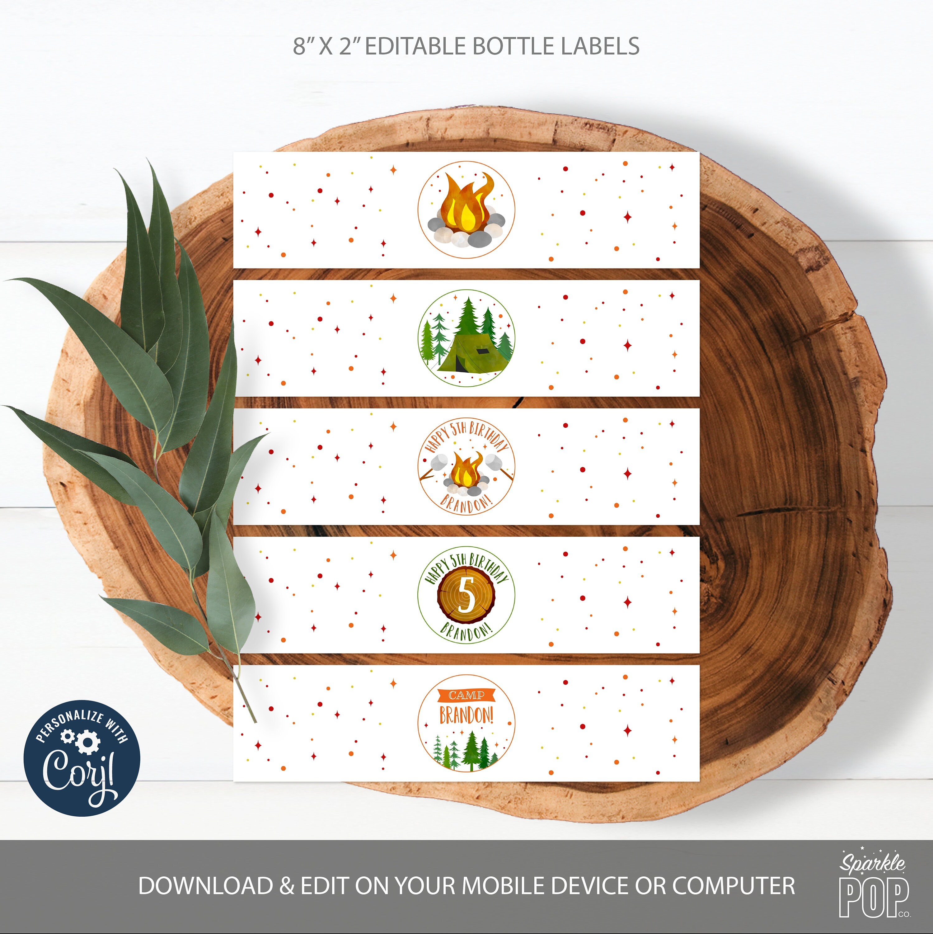 EDITABLE Camping Birthday Water Labels Camping Birthday - Etsy