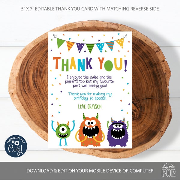 Monster Thank You - Etsy
