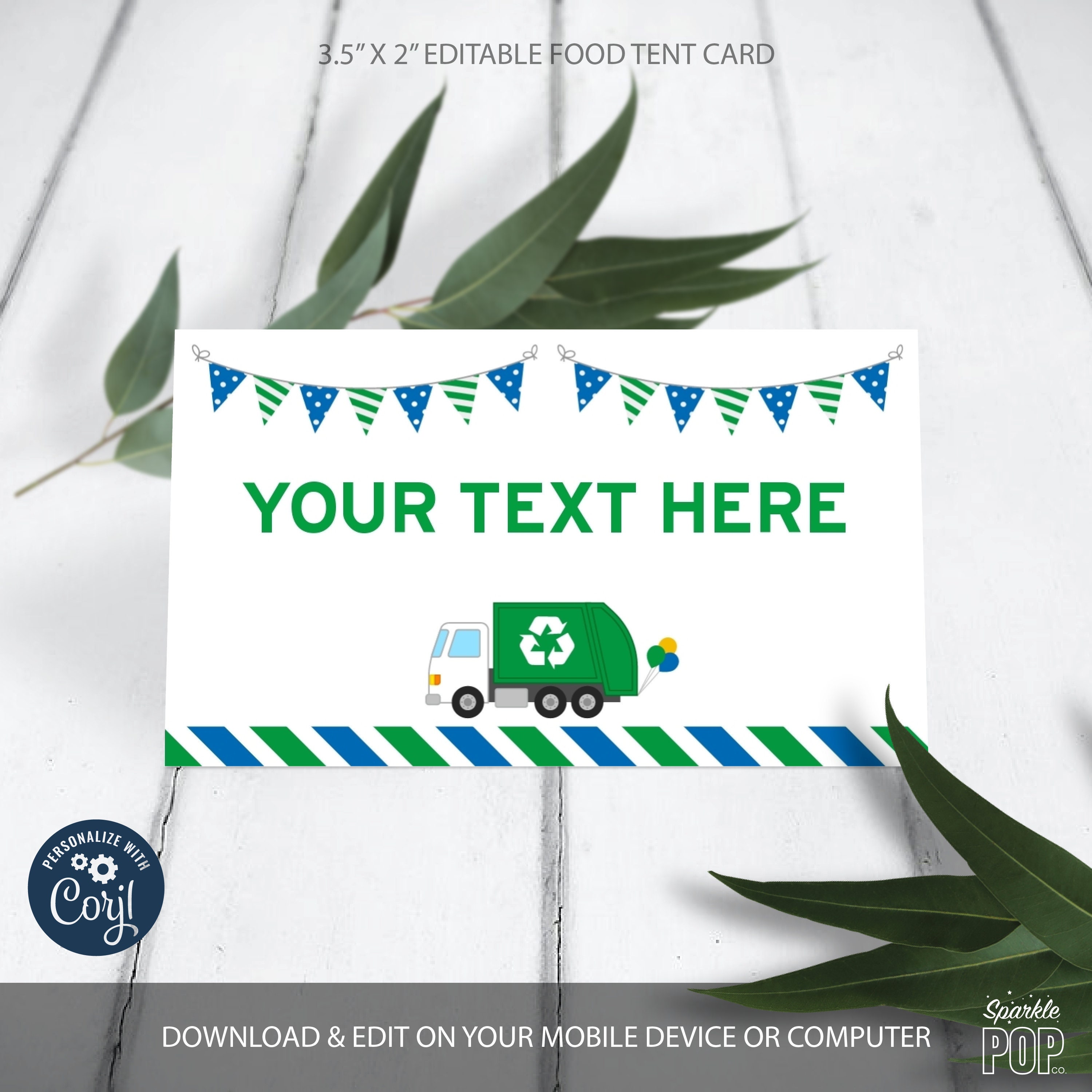 EDITABLE Trash Truck Party Buffet Cards Printable Garbage - Etsy