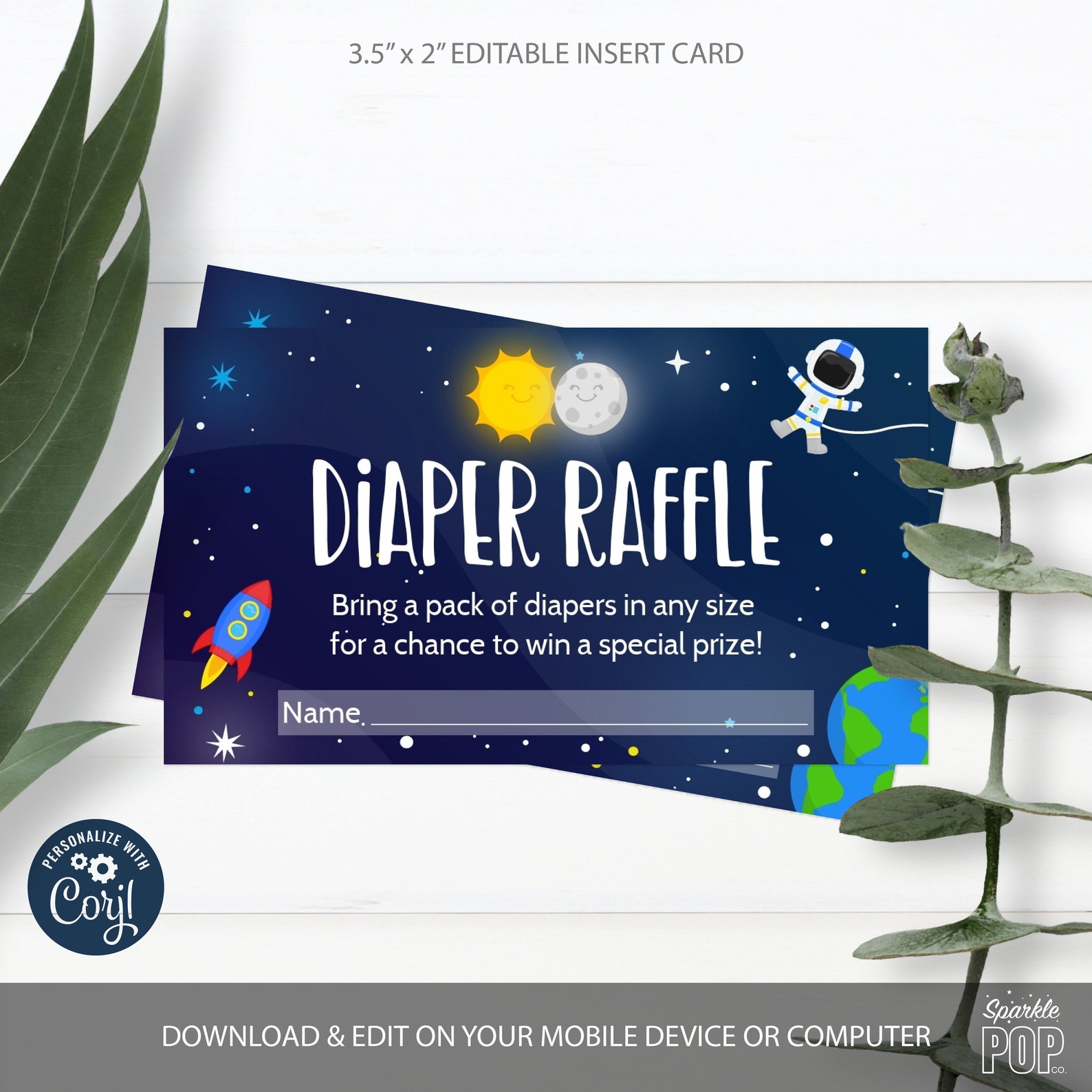 EDITABLE Space Diaper Raffle Ticket Outer Space Baby Shower | Etsy